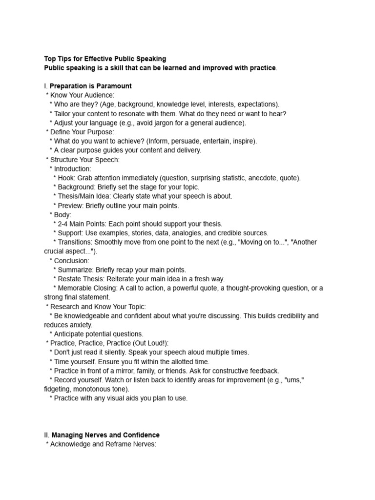 Top Tips For Effective Public Speaking | PDF | Public Speaking | Gesture