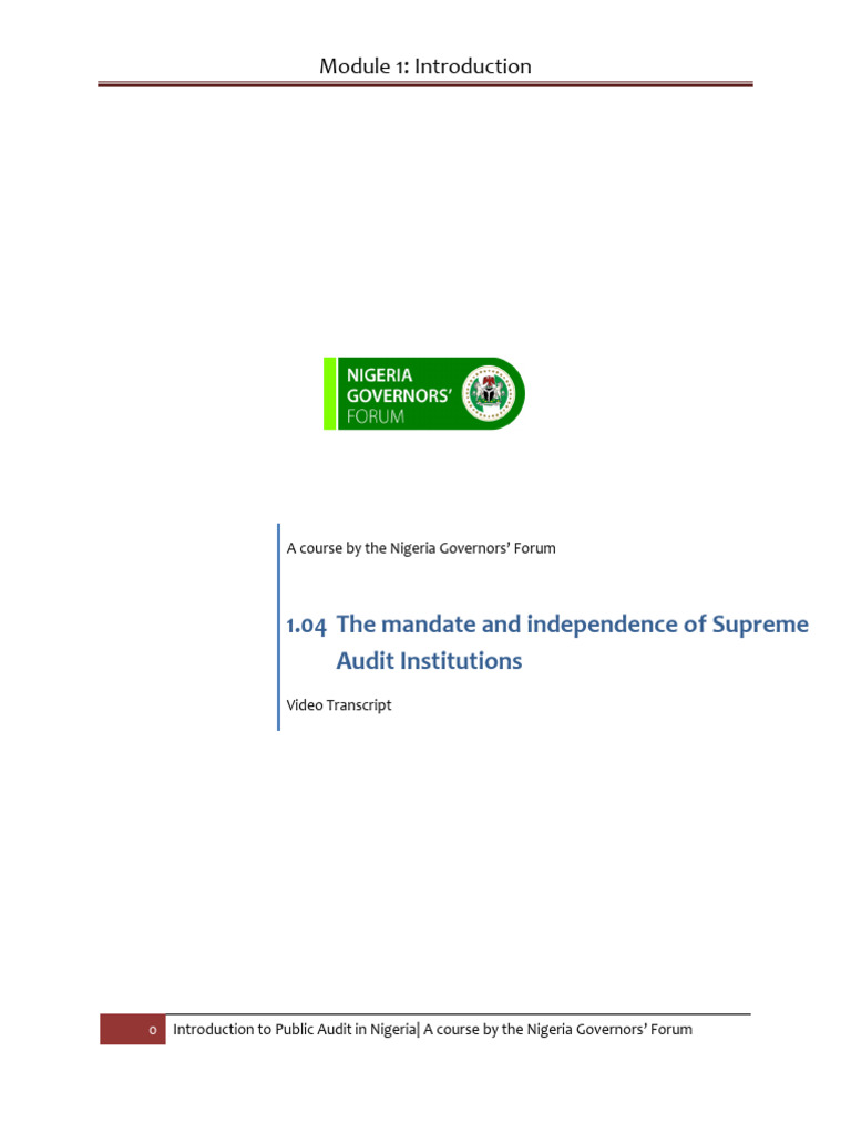 The Mandate and Independence of Supreme Audit Institutions | PDF ...