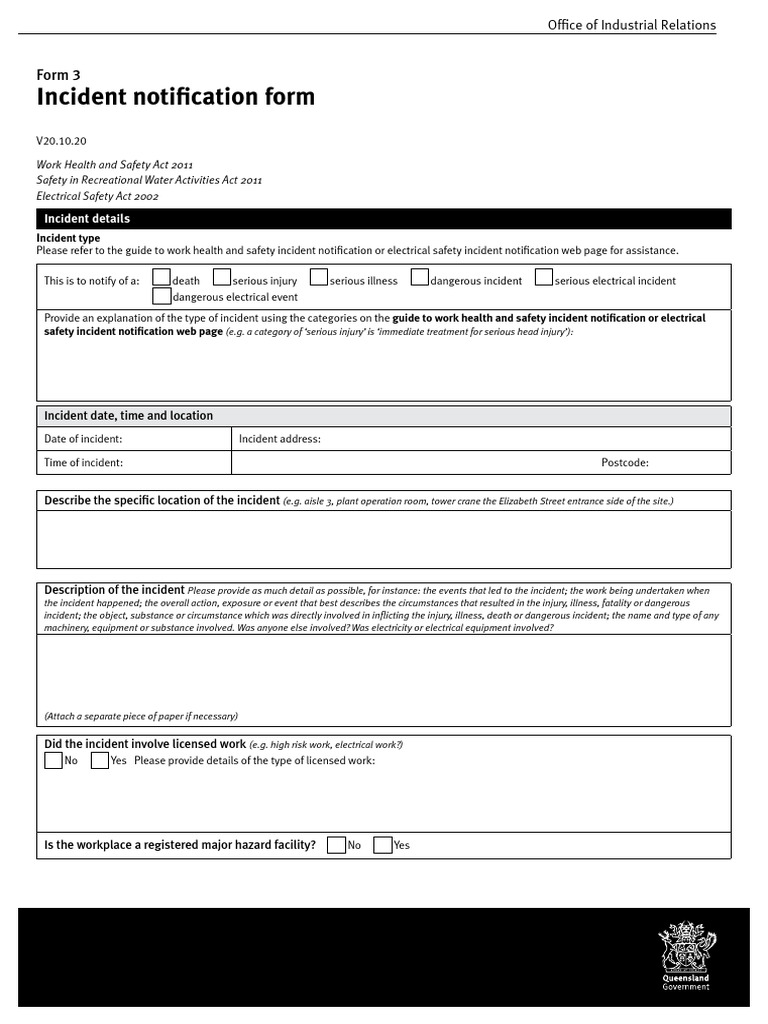 Incident Notification Form for Safety Reporting | PDF | Occupational ...