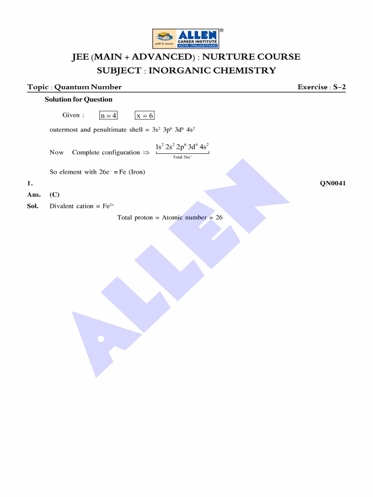 Atomic Structure - Exercise Solution-10 | PDF