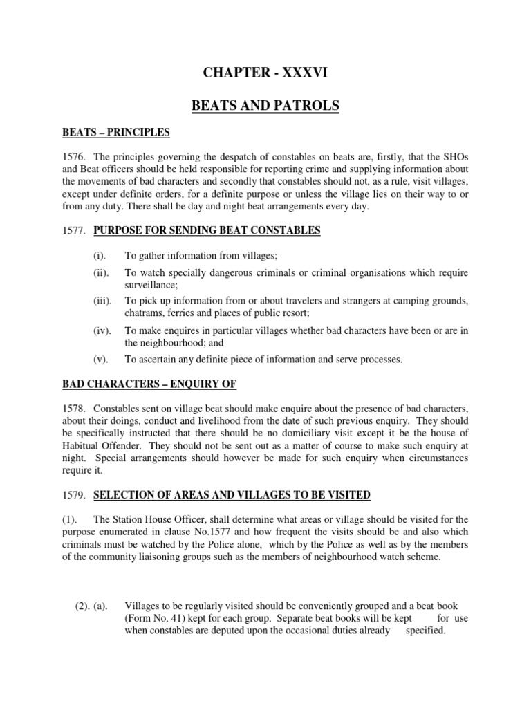 Police Beat and Patrol Guidelines | PDF | Police | Inspector