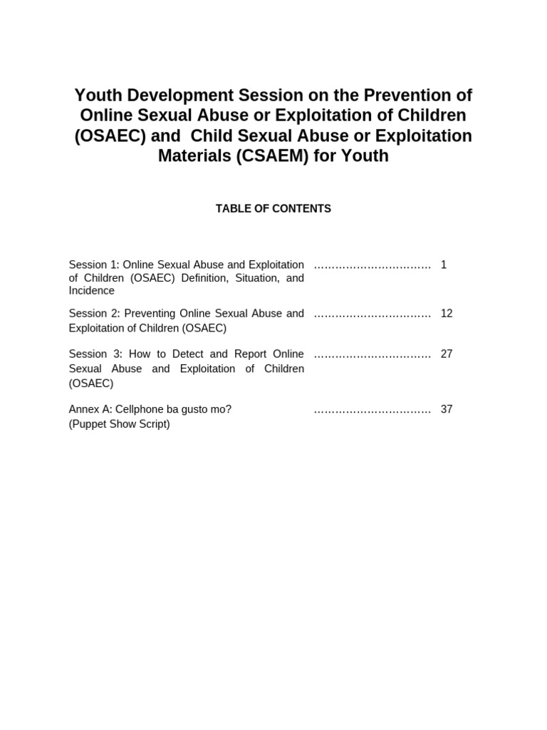 OSAEC and CSAEM Youth Awareness Session | PDF | Crimes | Crime & Violence