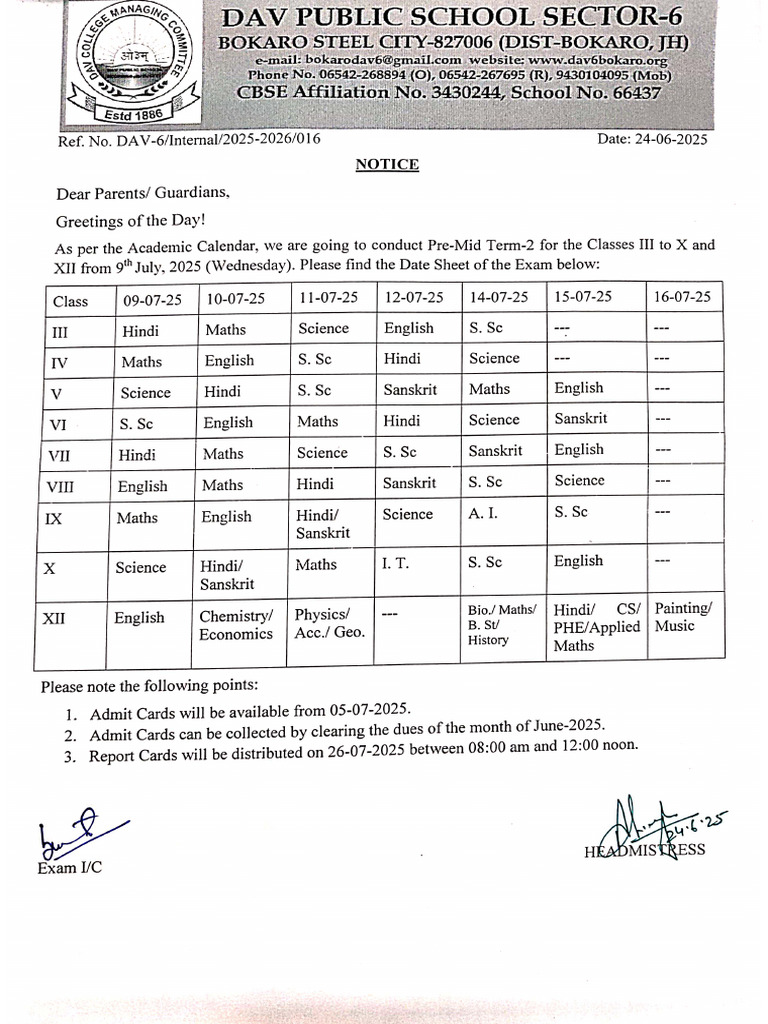 Notice of Pre Mid Term 2 | PDF
