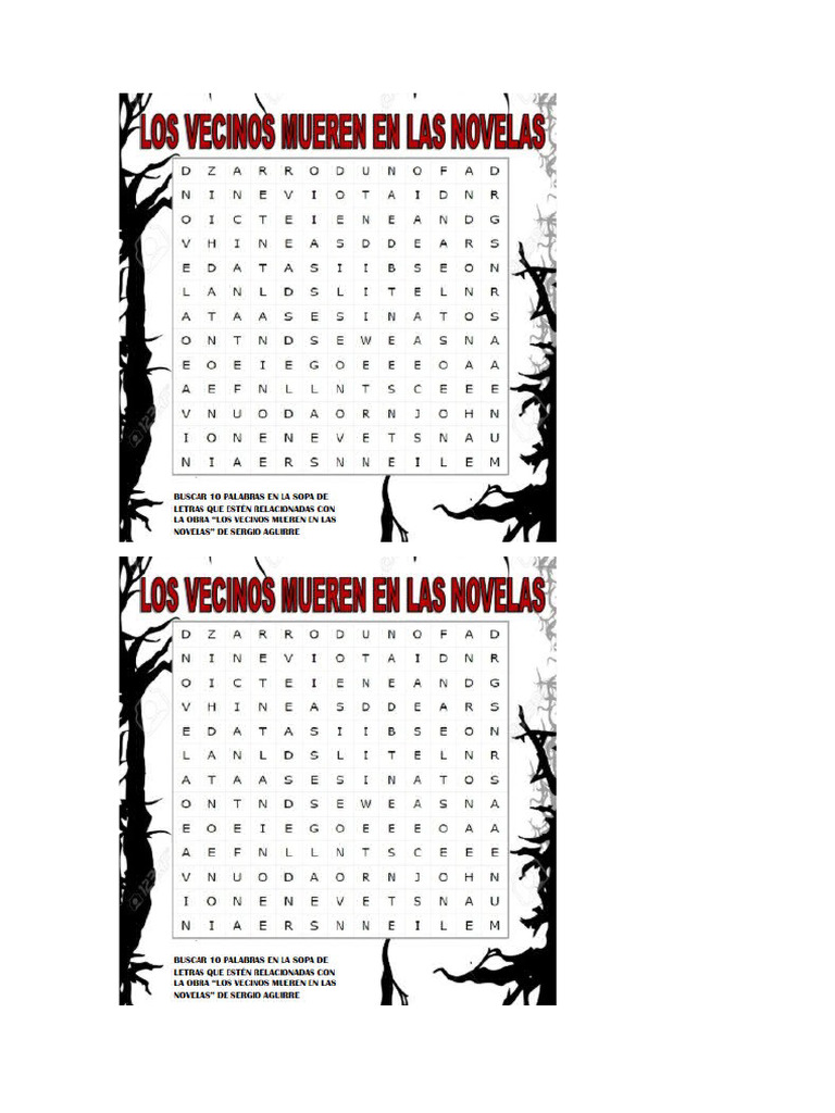 Sopa de Letras Los Vecinos Mueren en Las Novelas | PDF