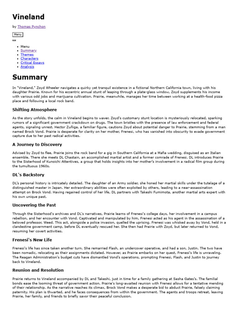 Vineland Summary | PDF