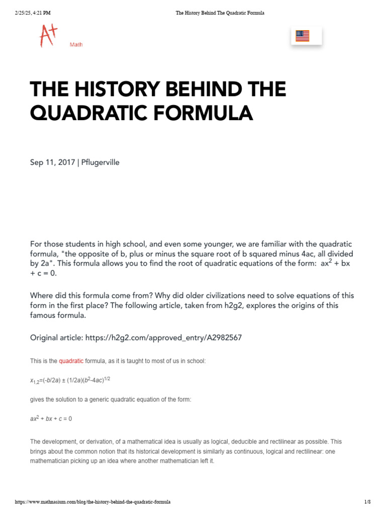History of the Quadratic Formula | PDF | Numbers | Quadratic Equation