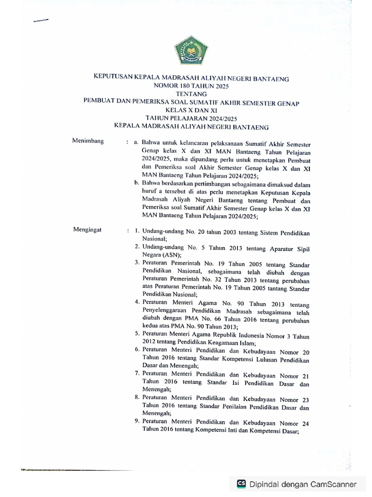 SK Pembuatan Soal Sumatif | PDF