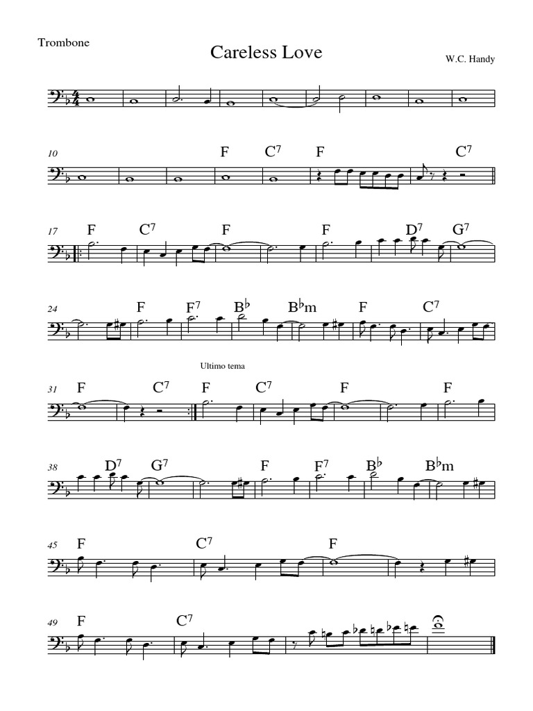 Careless Love Trombone Sheet Music | PDF
