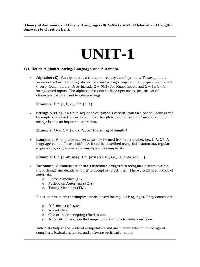 Automata Theory and Formal Languages Guide | PDF | Automata Theory ...