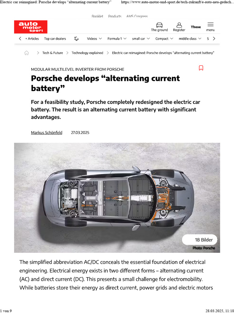 Electric Car Reimagined - Porsche Develops "Alternating Current Battery ...
