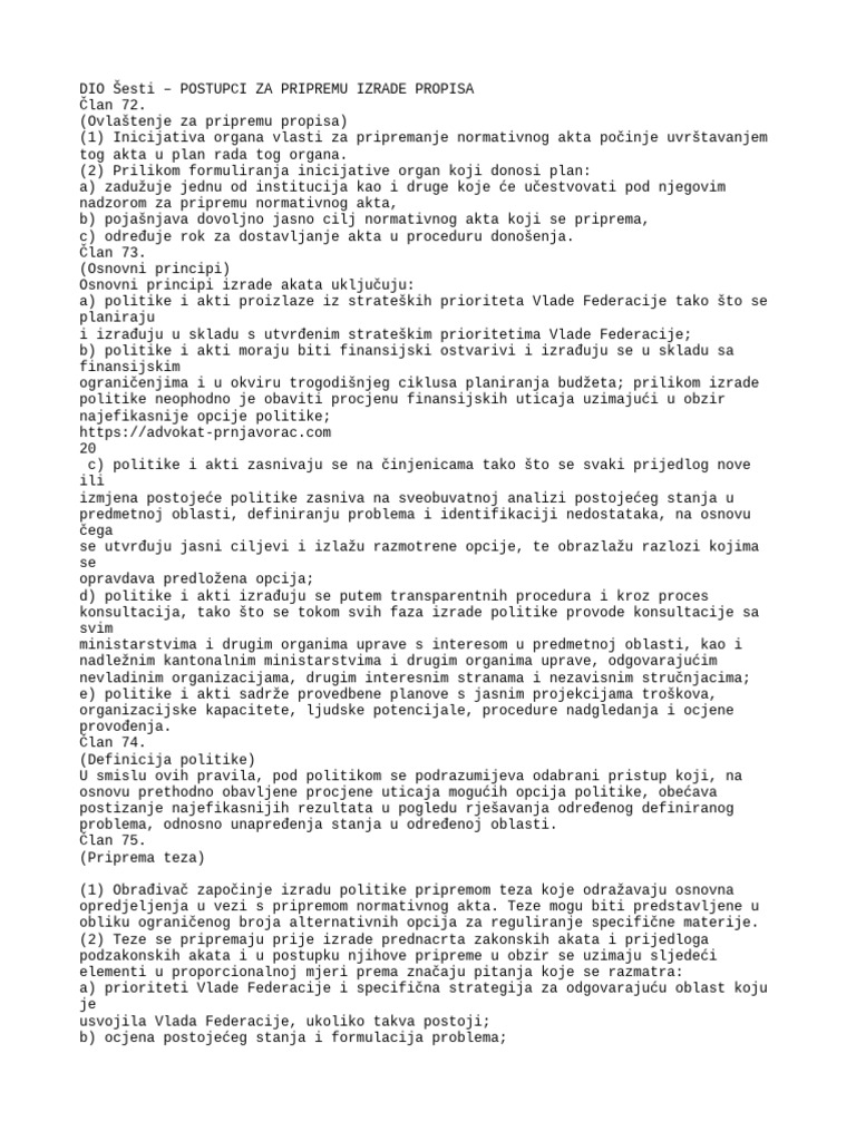 Pravila I Postupci Vi Dio | PDF