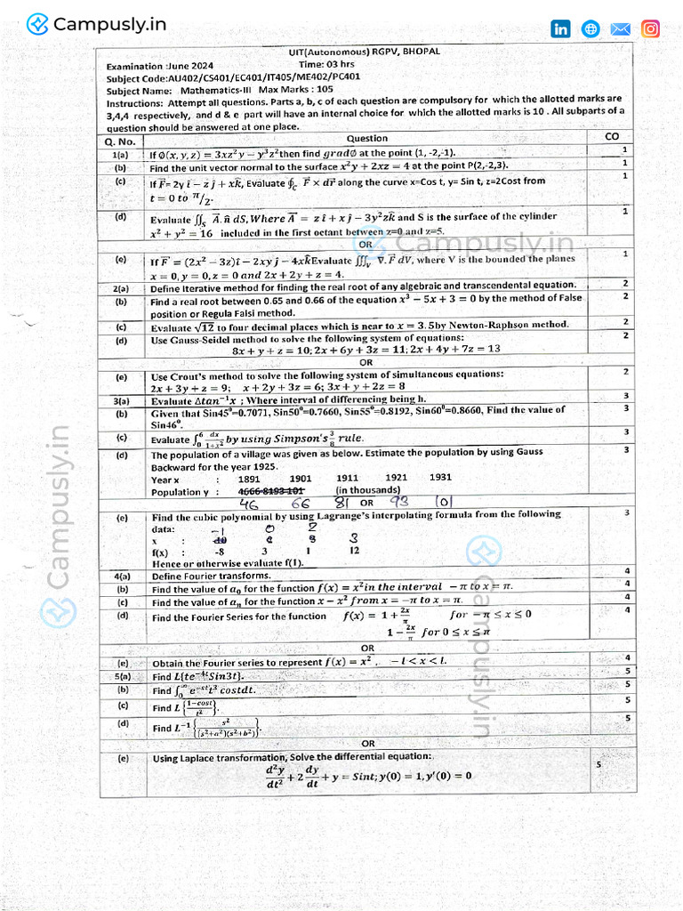 Engineering Mathematics 3-Campusly PYQs | PDF