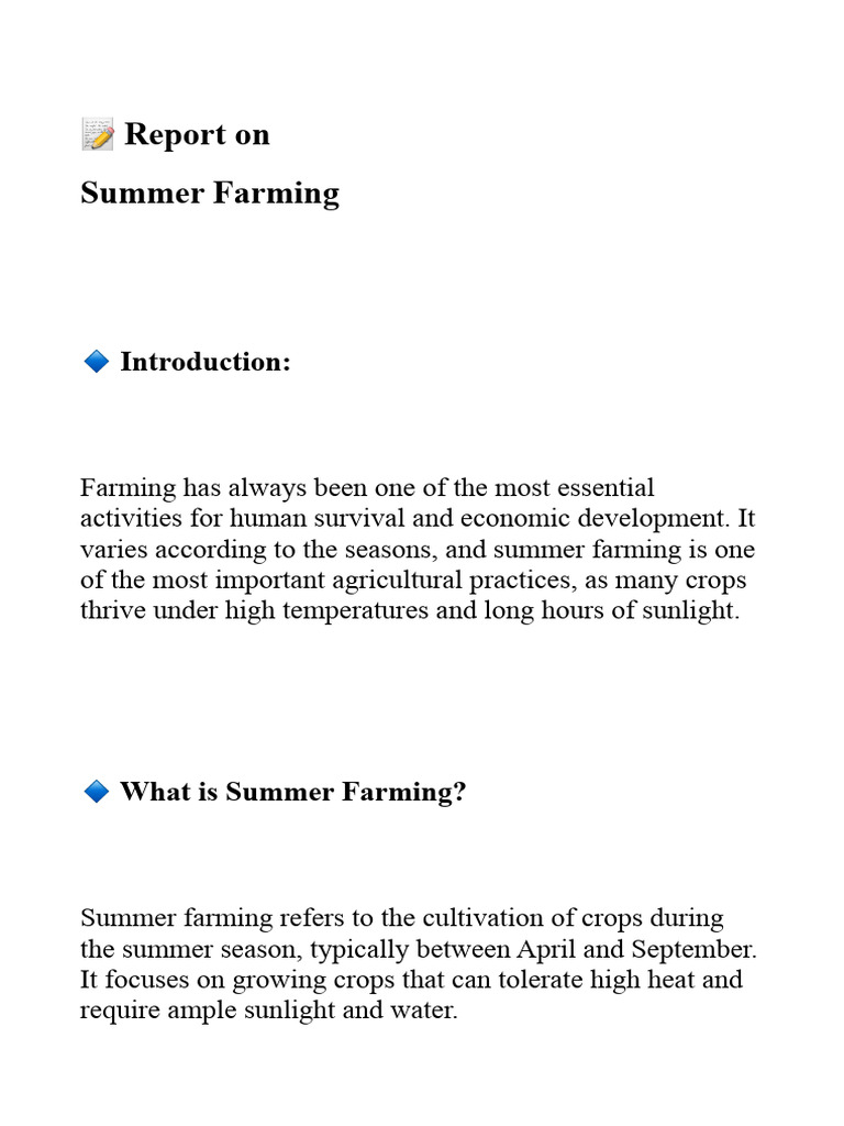 Summer Farming | PDF