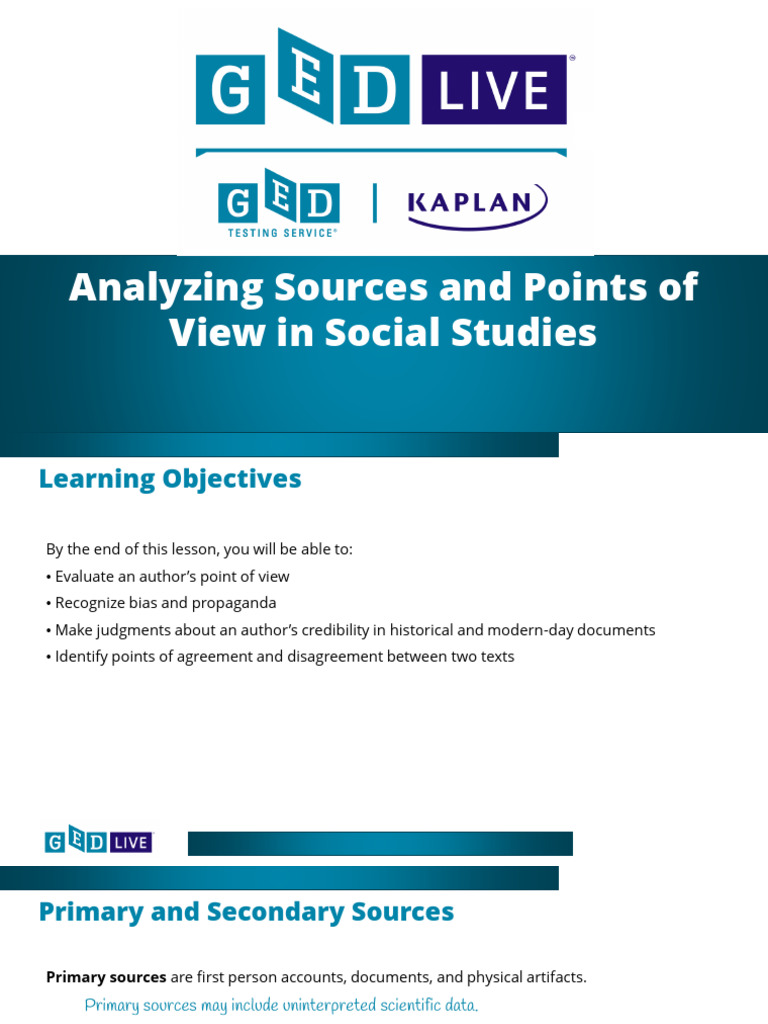 GED - SS - Analyzing Sources - POV | PDF | Ratification ...