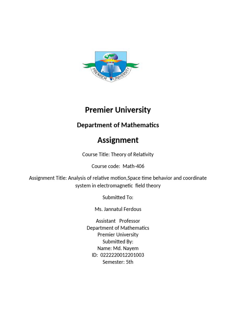 TR Assignment Cover Page | PDF