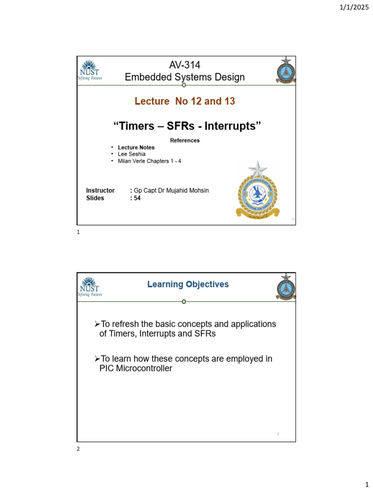 Lecture 12 and 13-Timers SFRs Interrupts | PDF | Input/Output | Timer