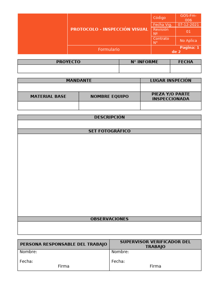 Gos FM 006 - 01 Inspeccion Visual | PDF