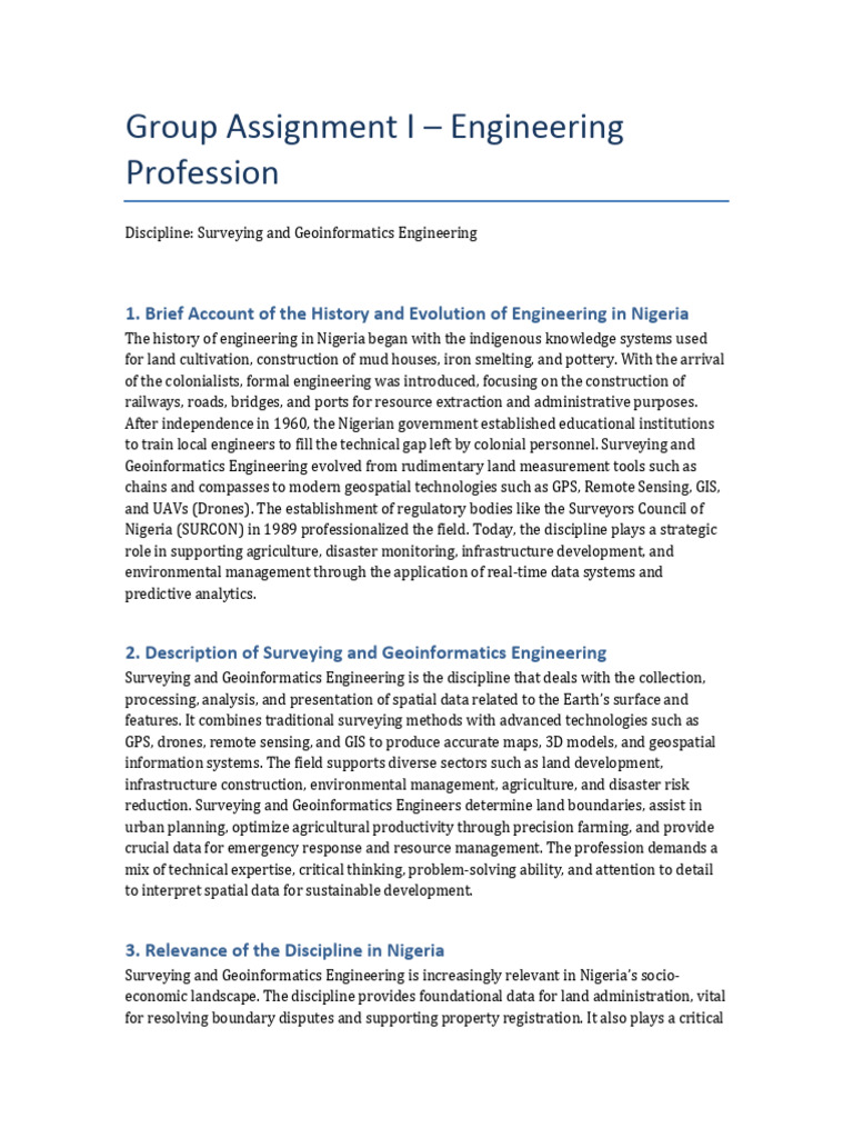 Surveying Geoinformatics Complete Assignment (1) - 1 | PDF | Geographic Information System ...