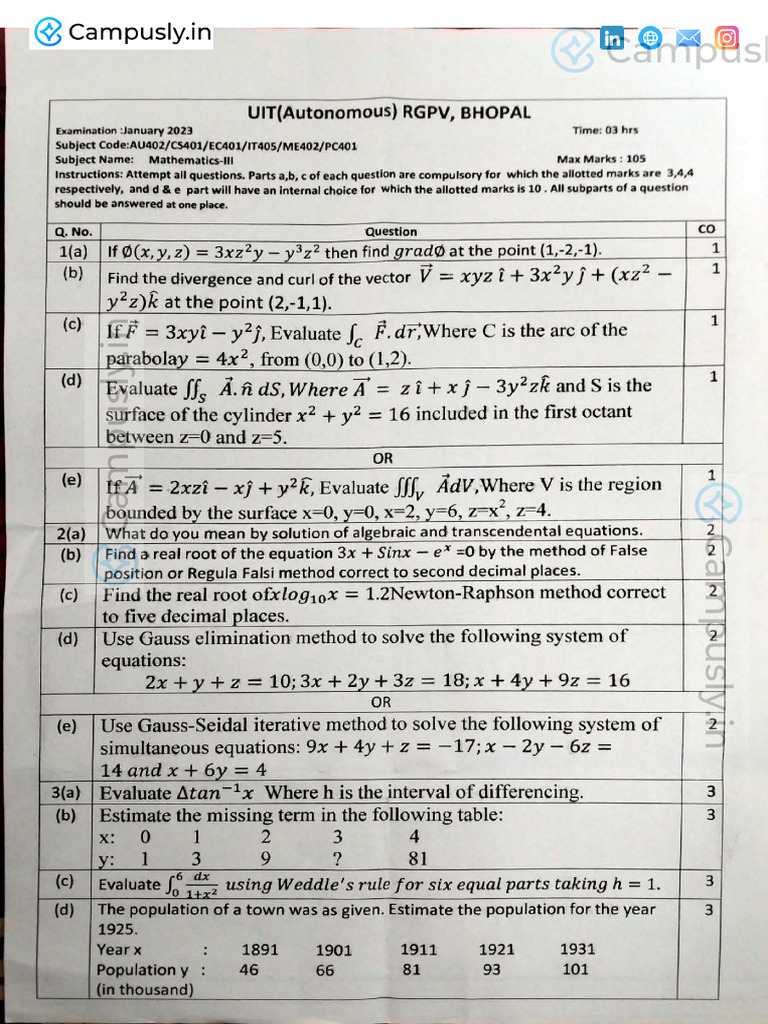 Engineering Mathematics 3-Campusly PYQs | PDF