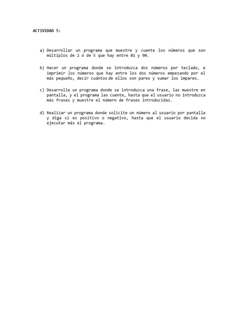 Ejercicios 05 - Ciclos de Decision y Repeticion | PDF