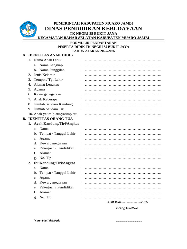 Formulir TK | PDF