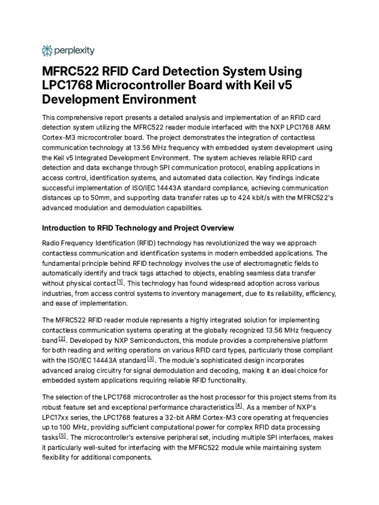 MFRC522 RFID Card Detection System Using LPC1768 M | PDF | Radio ...