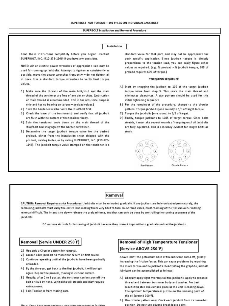 Superbolt Nut Torque | Screw | Nut (Hardware)