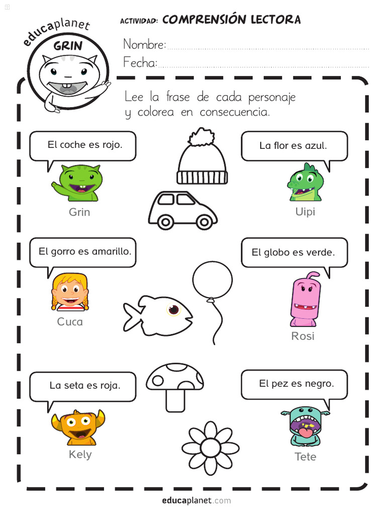 Comprension Lectora Colorea Educaplanet Eb | PDF