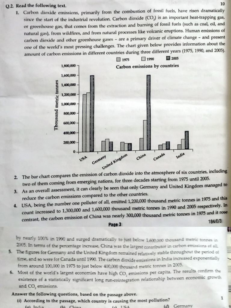 Reading Comprehension Sheet For Class 9 | PDF | Greenhouse Gas ...