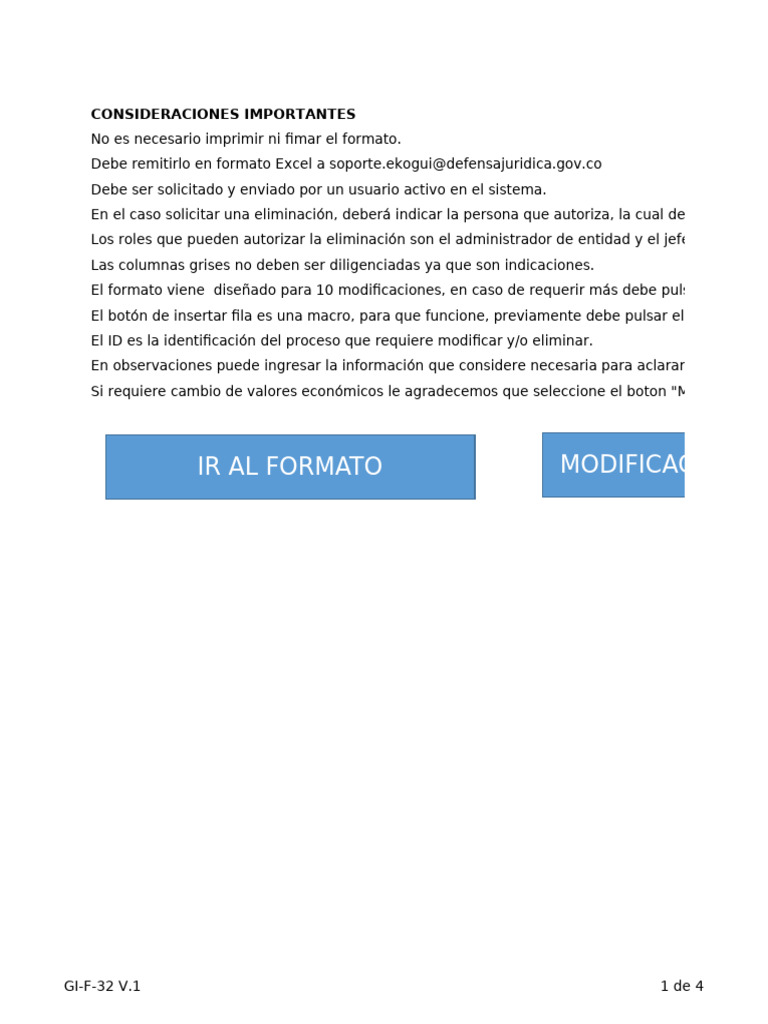 Gi-F-32 Formato de Modificacion de Procesos y Casos Publicar 270525 | PDF | Informática