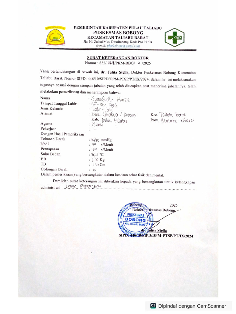 Contoh SKD (Surat Keterangan Dokter) | PDF