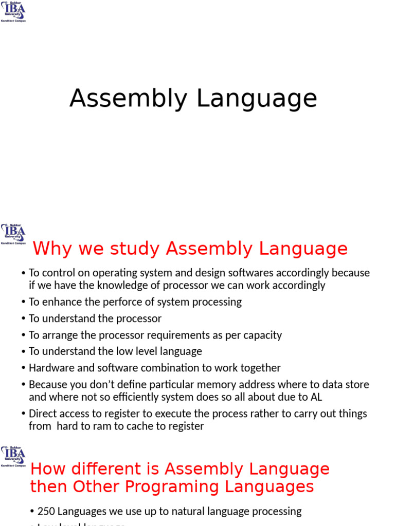 Assembly Language Lecture | PDF | Assembly Language | Central ...