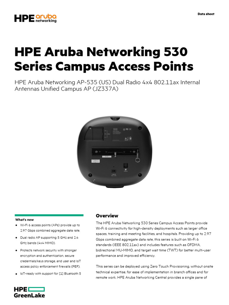 HPE+Aruba+Networking+AP 535+ (US) +Dual+Radio+4x4+802.11ax+Internal ...