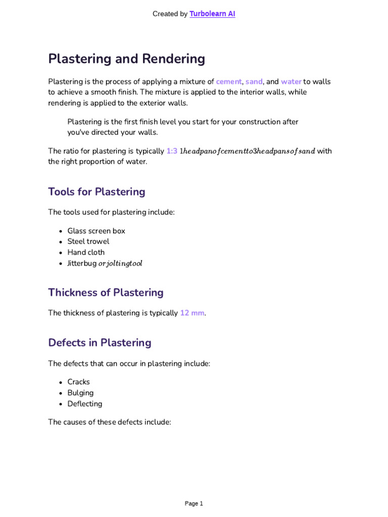 Plastering and Tiling Measurement Guide | PDF | Tile | Ceiling