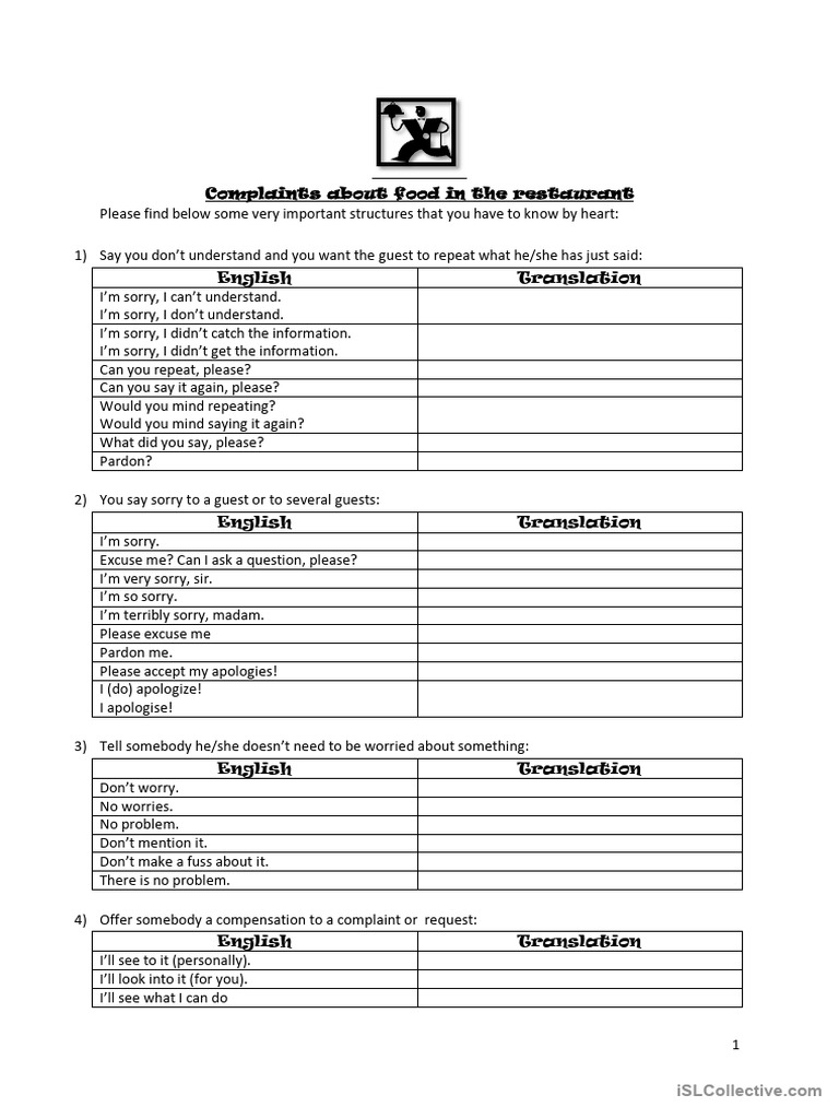 Restaurant Fixed Expressions | PDF | Chef