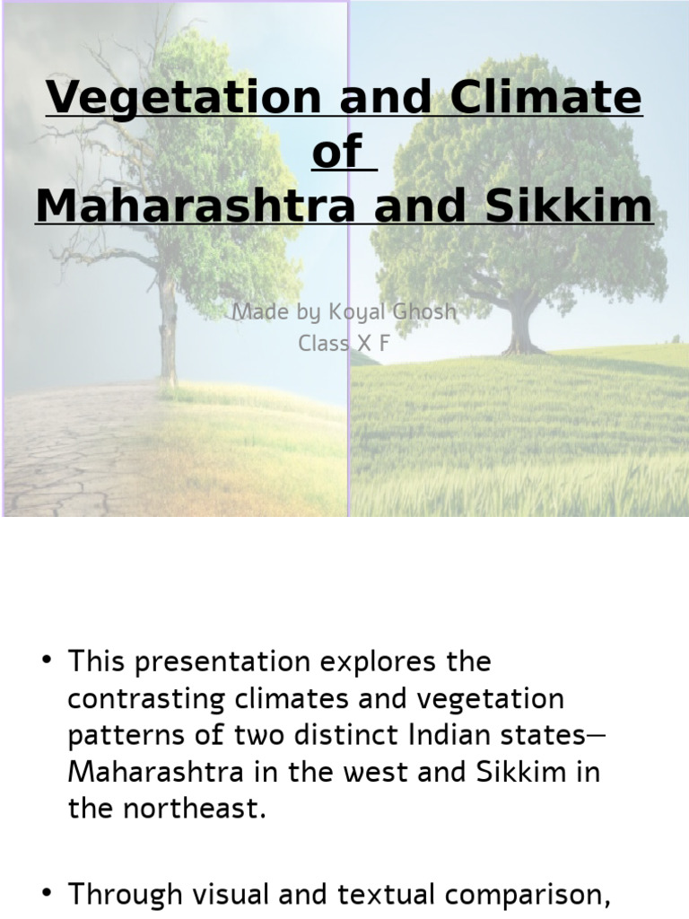 Climate and Vegetation of Maharashtra vs Sikkim | PDF | Forests ...