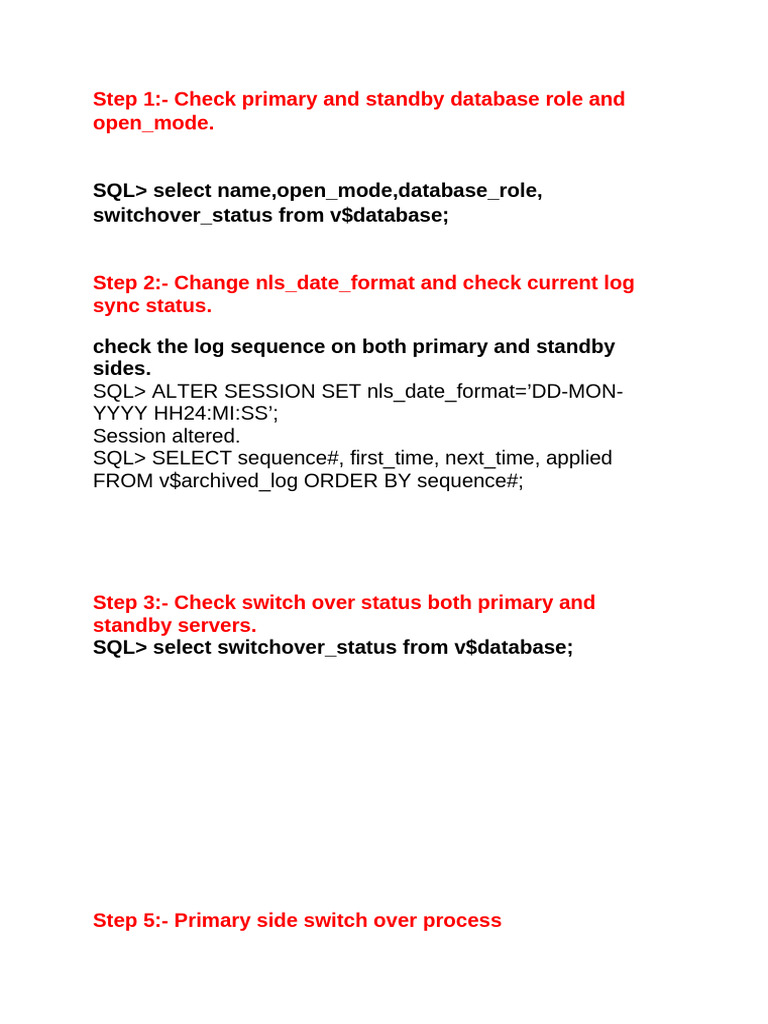 Standby Manually Switchover | PDF | Information Retrieval | Computing
