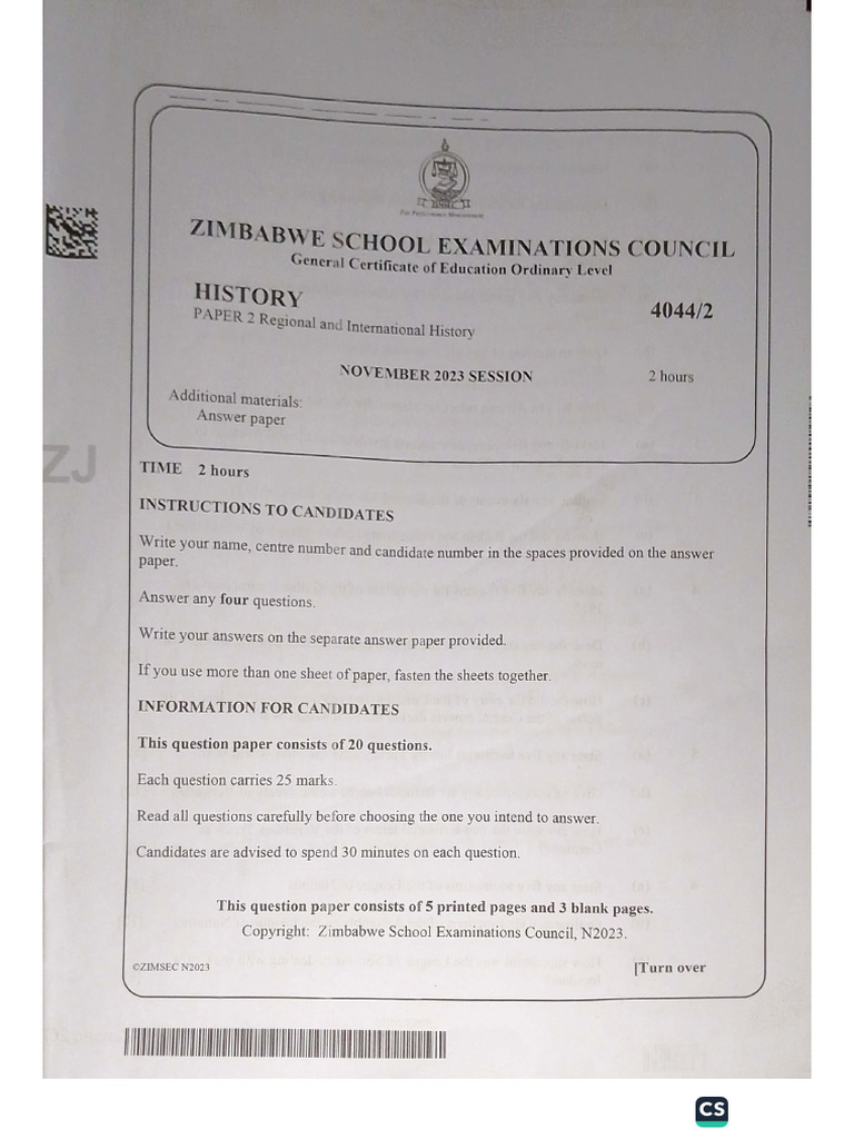 History Nov 2023 Paper 2 o Level | PDF