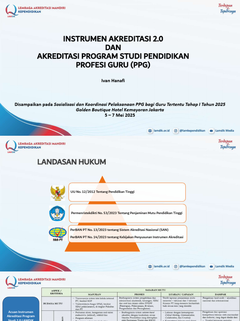 IAPS 2.0 Lamdik Dan Akreditasi PPG - Prof. Ivan Hanafi | PDF