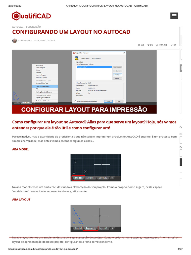 Configurando Layout no AutoCAD | PDF | Auto Cad | Impressora (informática)
