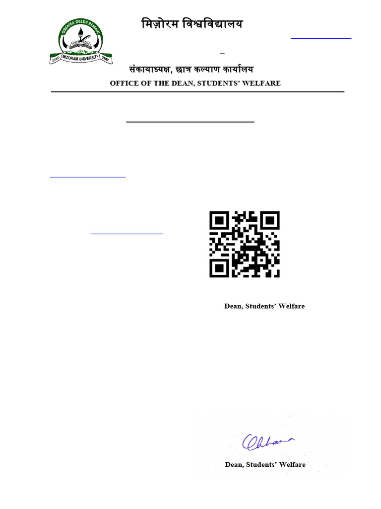 MZU Hostel Admission Notice | PDF