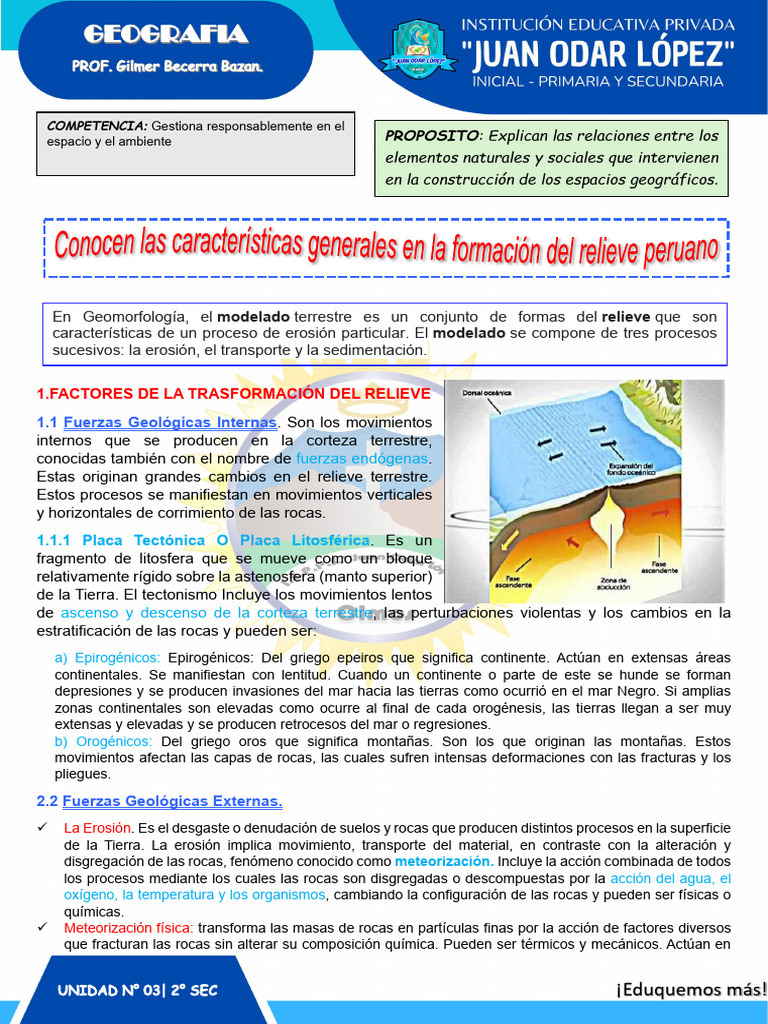 Factores de Transformación del Relieve | PDF | Roca (geología) | Placas ...