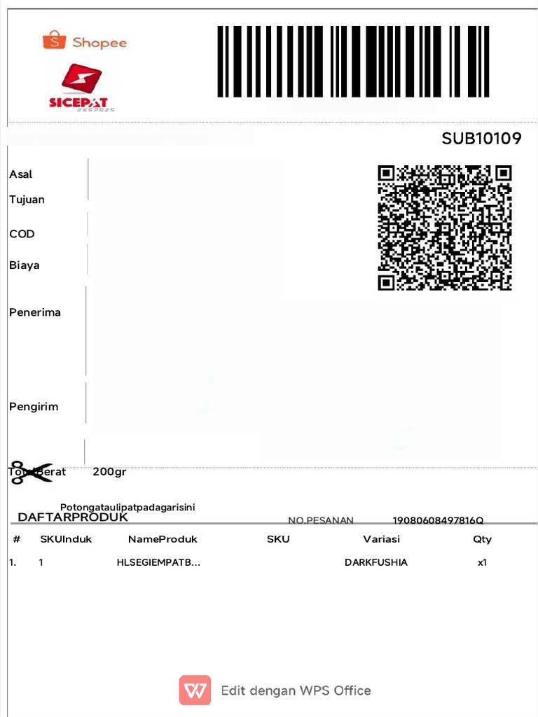 Contoh Resi | PDF