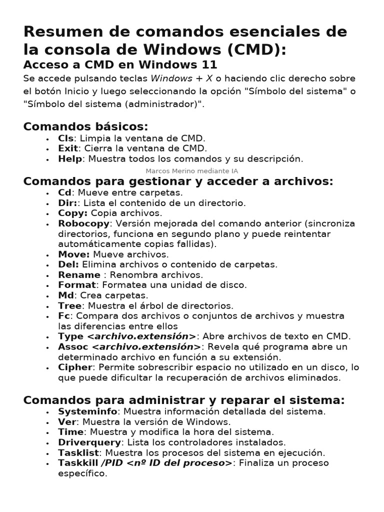 Comandos Esenciales de La Consola de Windows | PDF | Archivo de ...