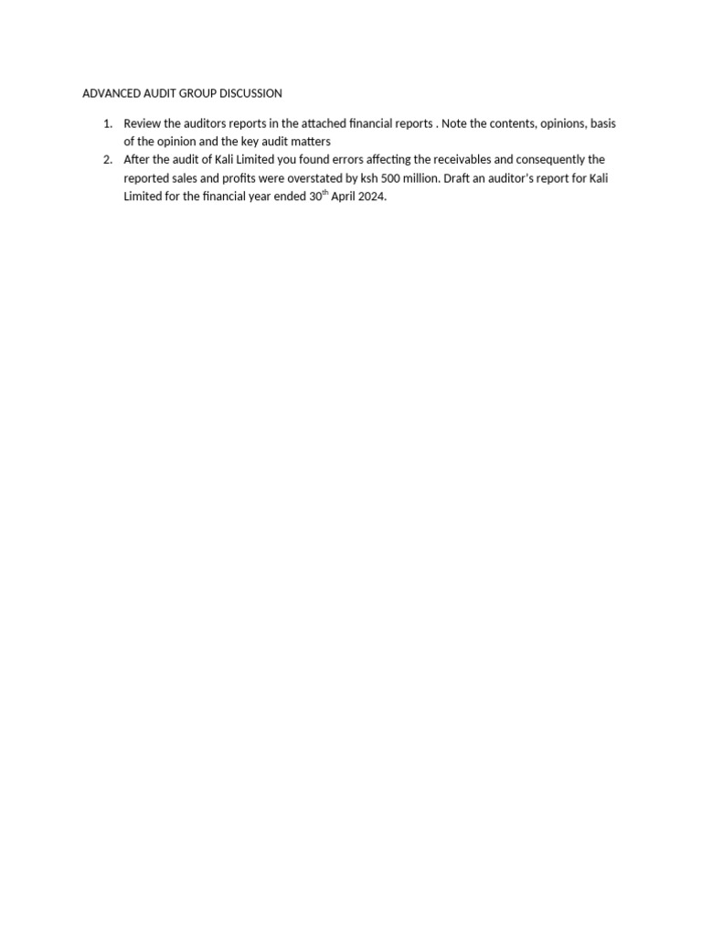 Advanced Audit Group Discussion | PDF