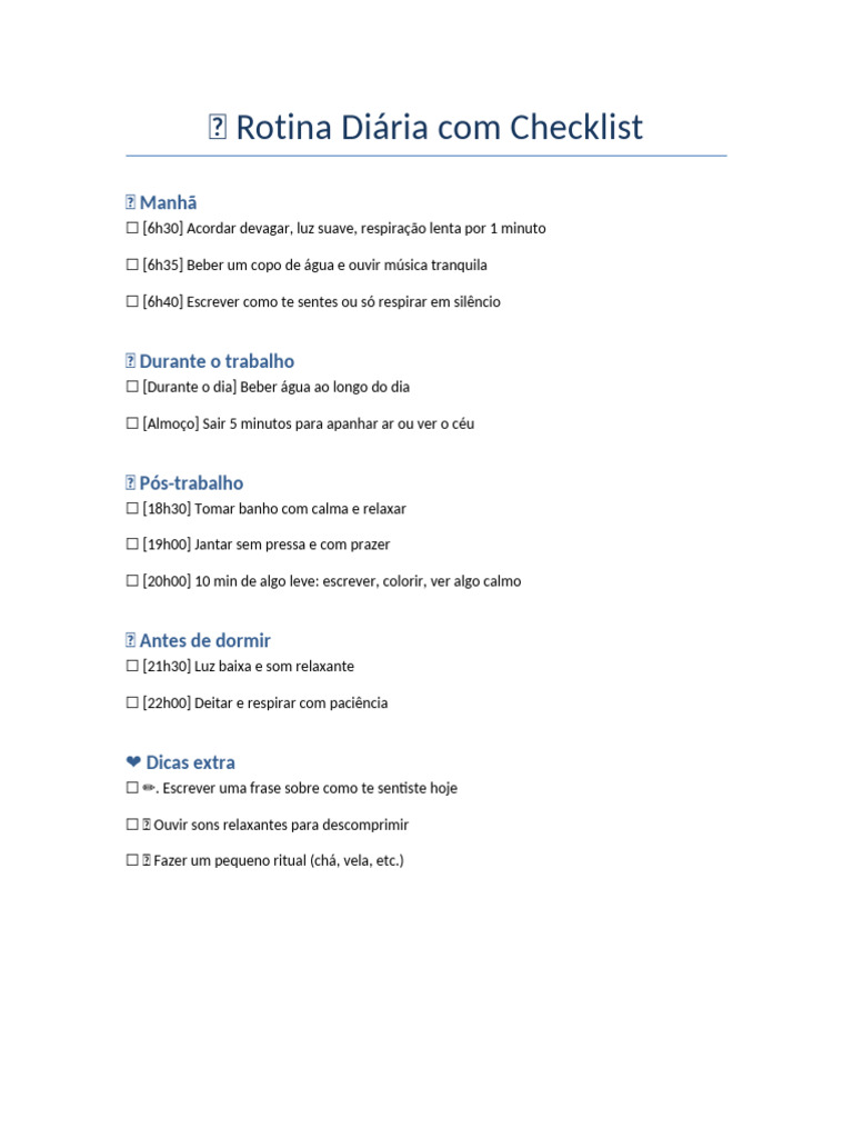 Rotina Checklist | PDF