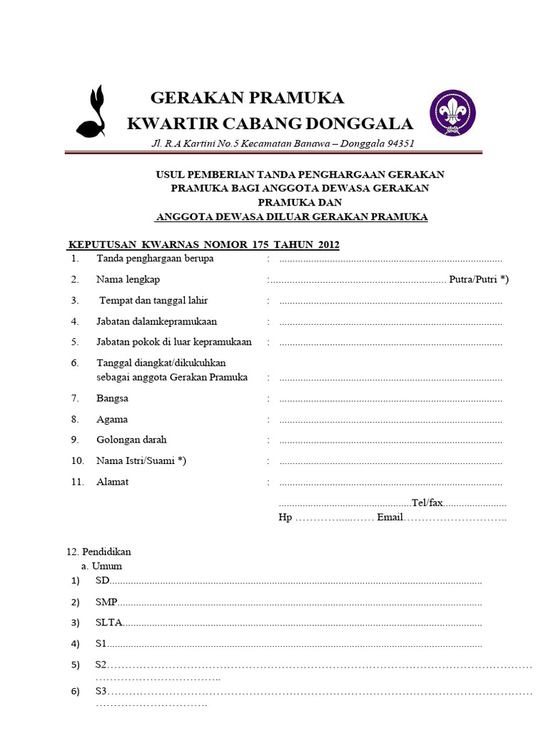 Formulir Pengusan PW DGL Terbaru | PDF