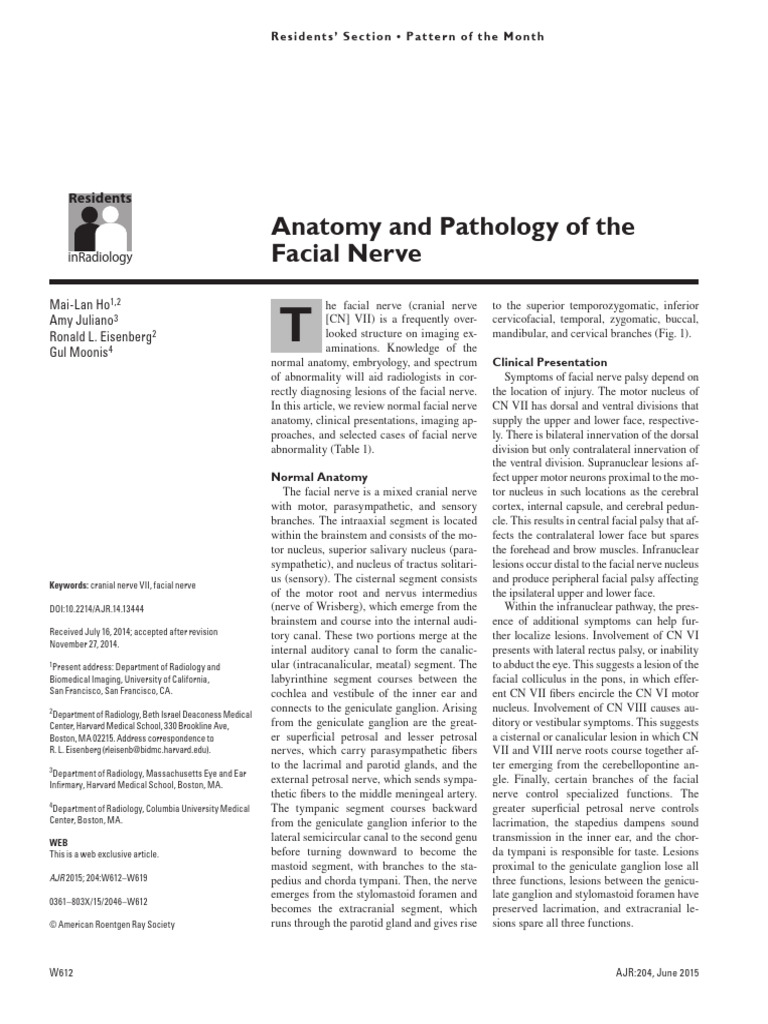 Anatomy and Pathology of The Facial Nerve | PDF | Human Anatomy ...