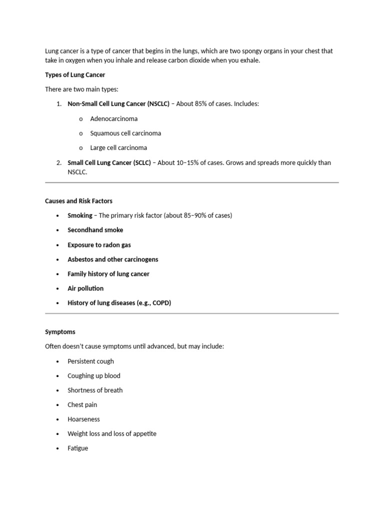 Understanding Lung Cancer: Types & Treatment | PDF