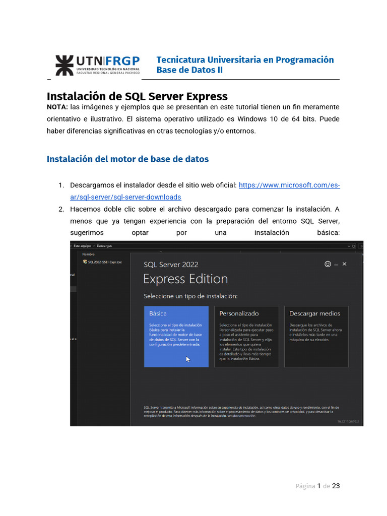 BDII - Instalación de SQL Server | PDF | Servidor SQL de Microsoft | Informática